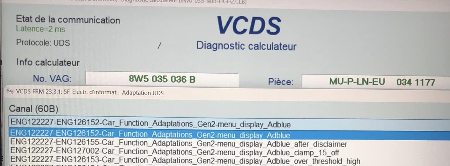A4 (B9) - Activate Adblue level display on MMI - VAG Coding