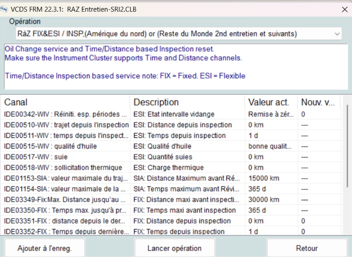 VCDS: Reset maintenance Drainage - VAG Coding
